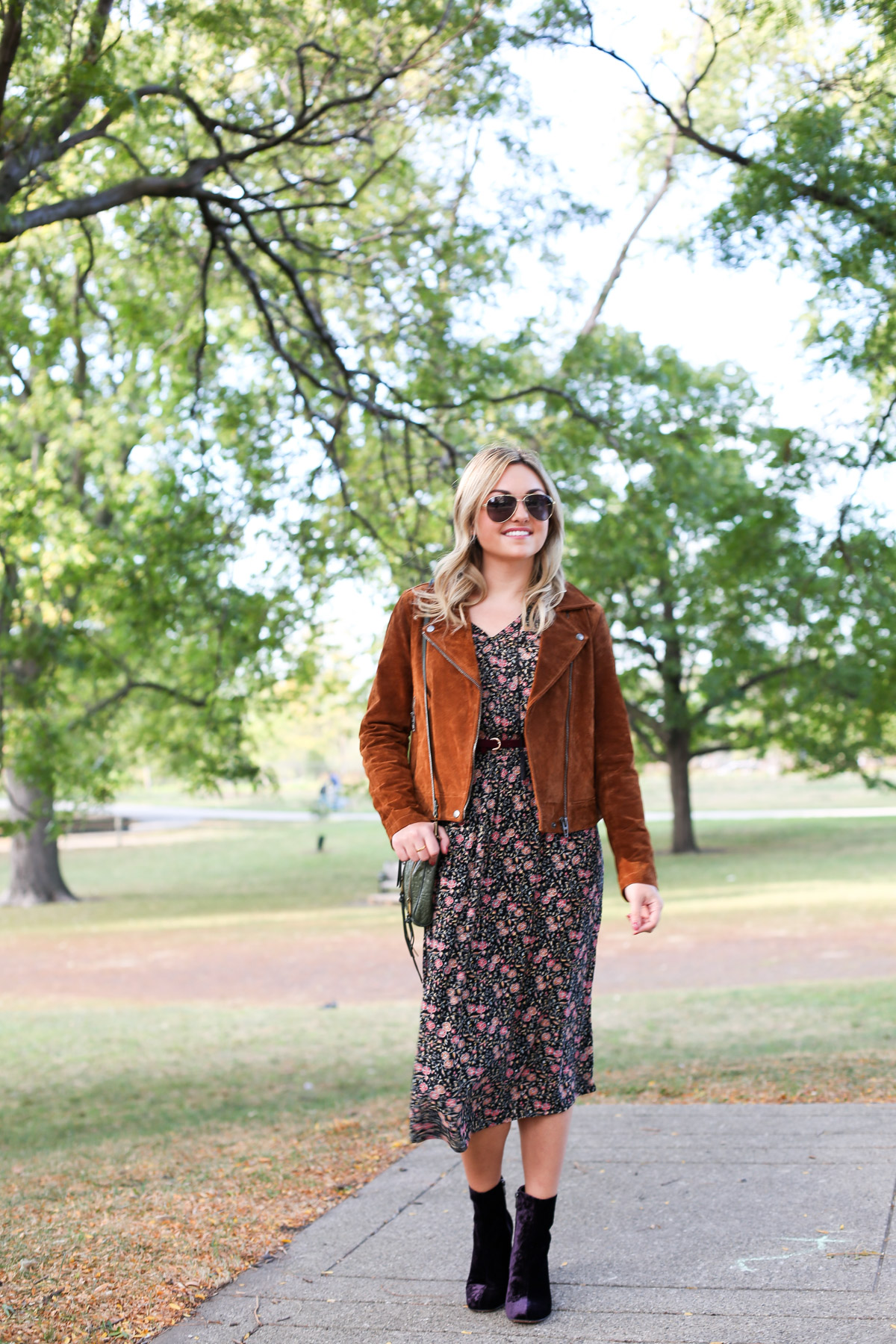 3 Ways to Style a Floral Midi Dress This Fall — bows & sequins