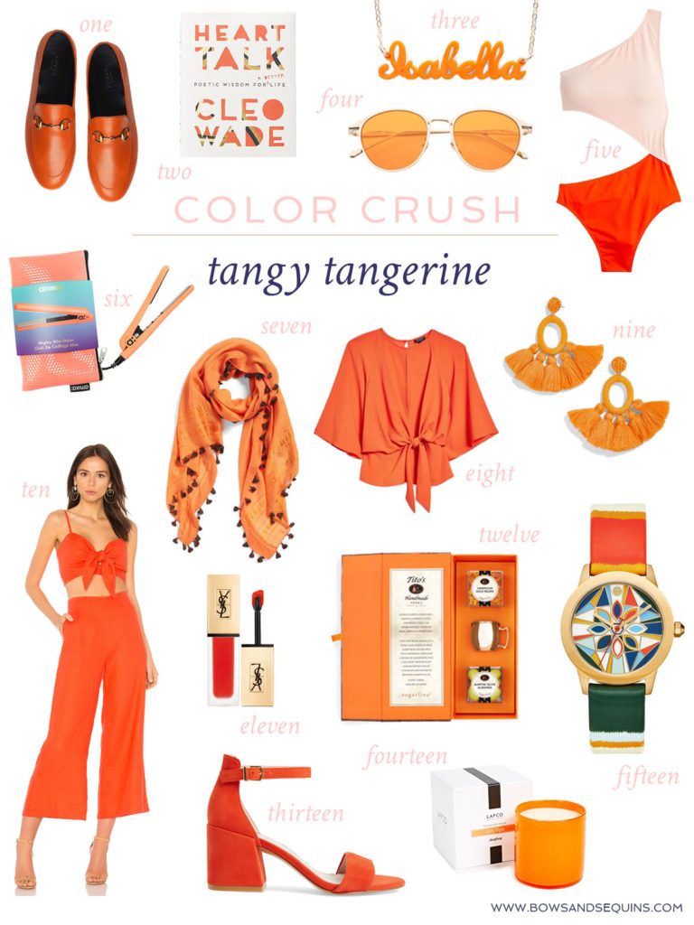 Tangerine Orange Summer Accessories — bows & sequins